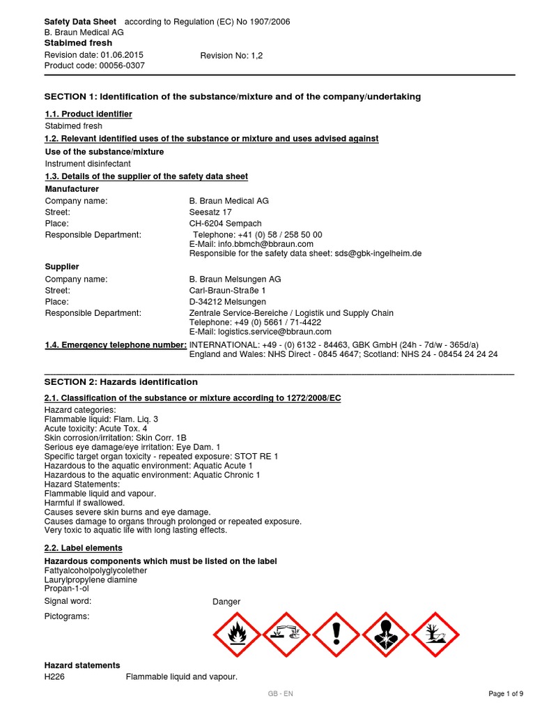 MSDS Stabimed | Download Free PDF | Carbon Dioxide | Dangerous Goods