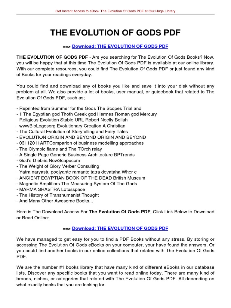 The Evolution of Gods | PDF | Deities | E Books