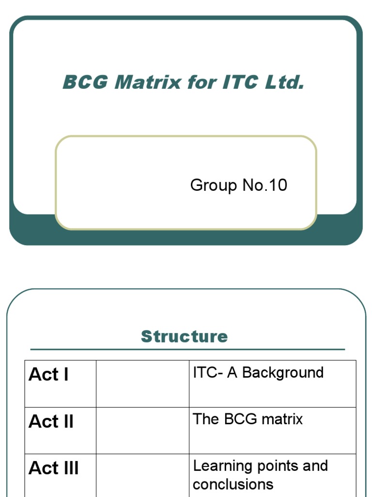 BCG Matrix For ITC LTD.: Group No.10 | Download Free PDF | Market ...
