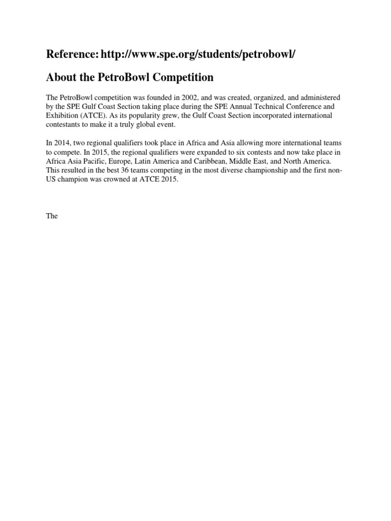 SPE Petrobowl Brief History | PDF