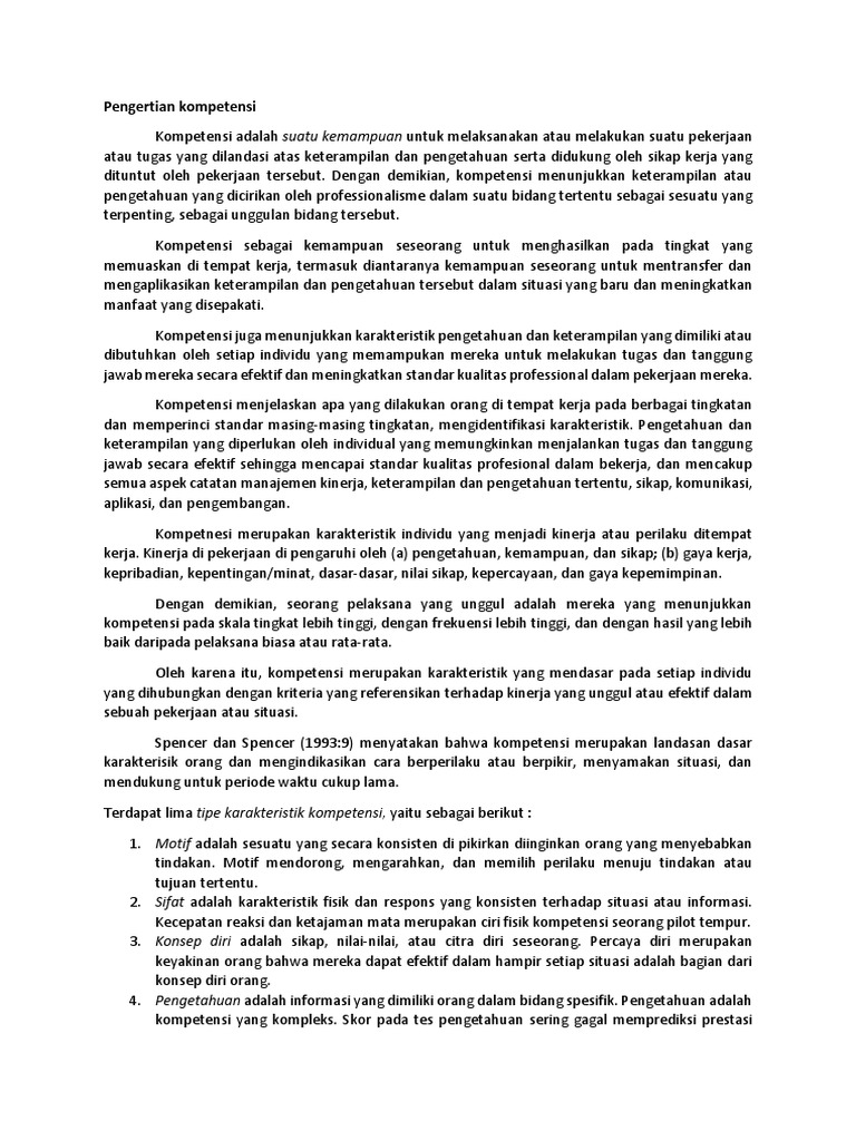 Pengertian Kompetensi | PDF