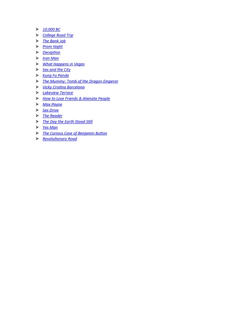 List of Notable Films and Links | PDF | Travel | Young Adult