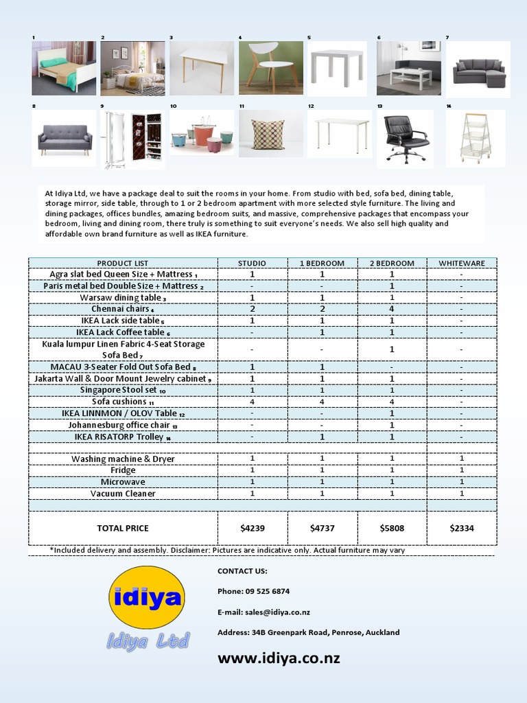 Idiya Furniture Packages in Auckland | PDF | Bed | Bedroom