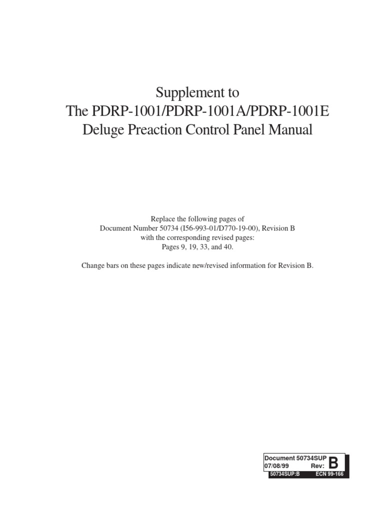 Supplement To The PDRP-1001/PDRP-1001A/PDRP-1001E Deluge Preaction ...