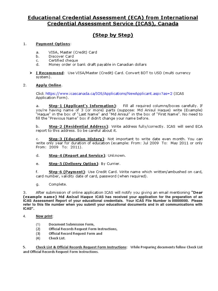 Icas Eca Process | PDF | Bachelor's Degree | Academic Degree