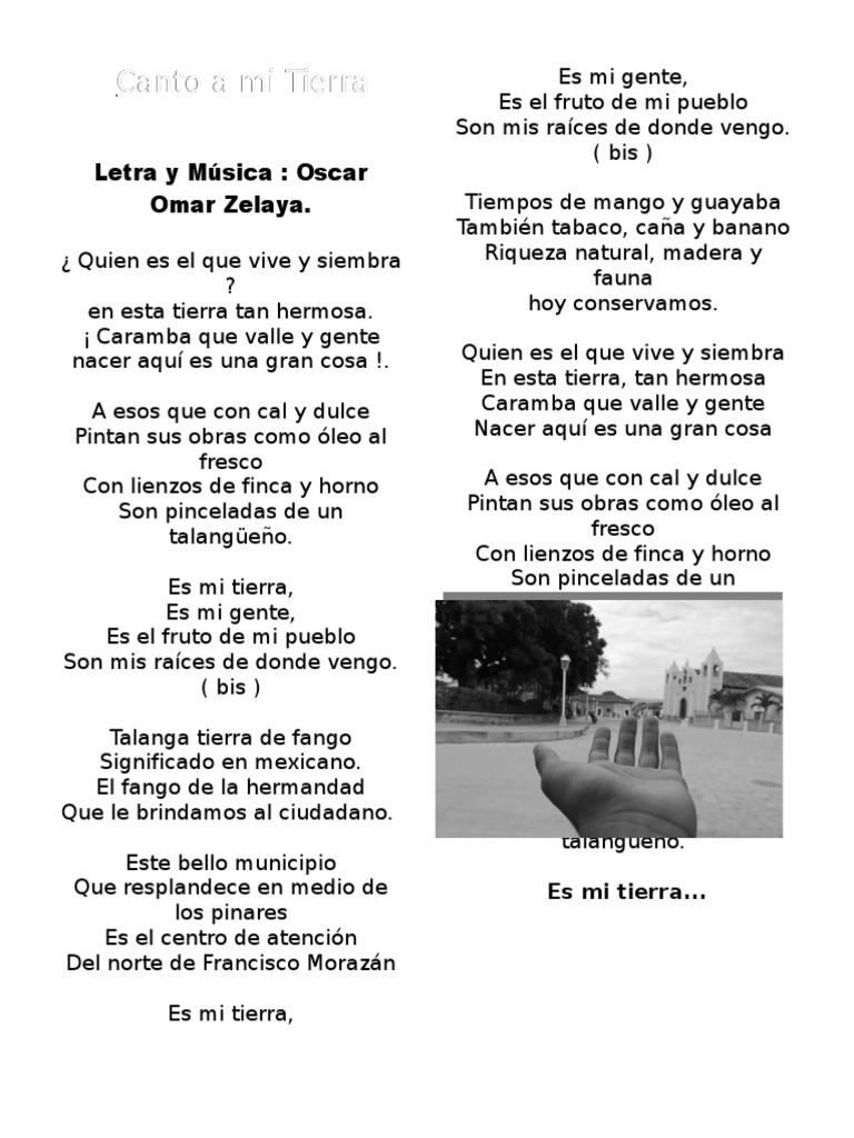 Canto A Mi Tierra. Canción Hondureña | PDF