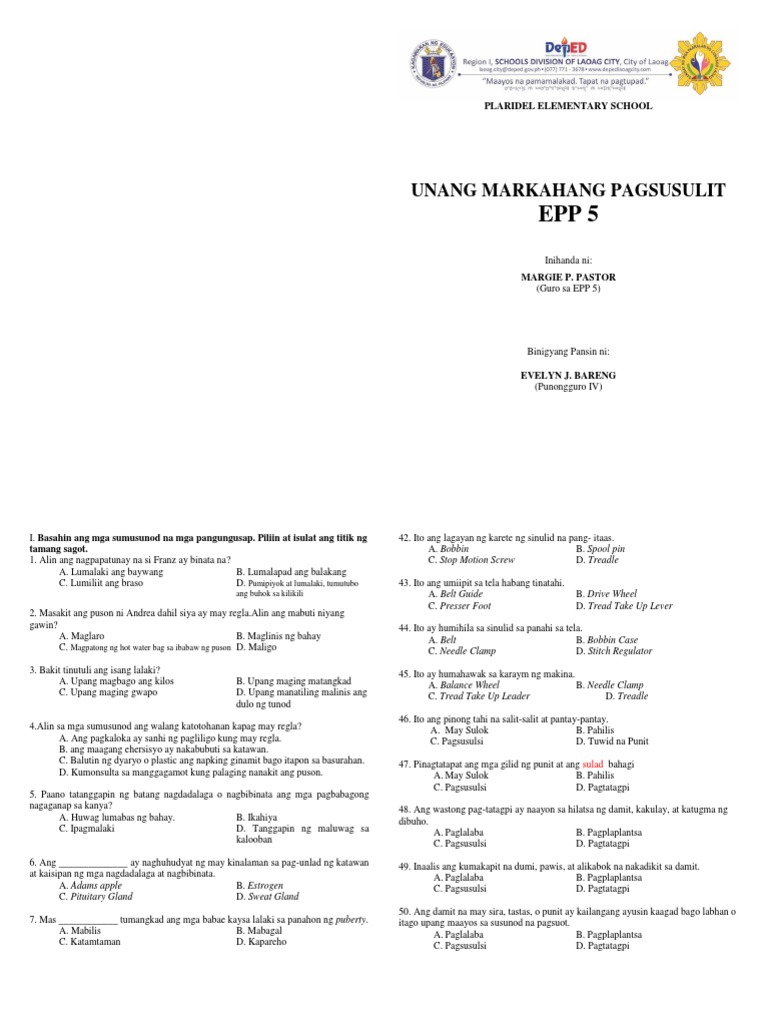 Epp5 1st Quarter Test | PDF