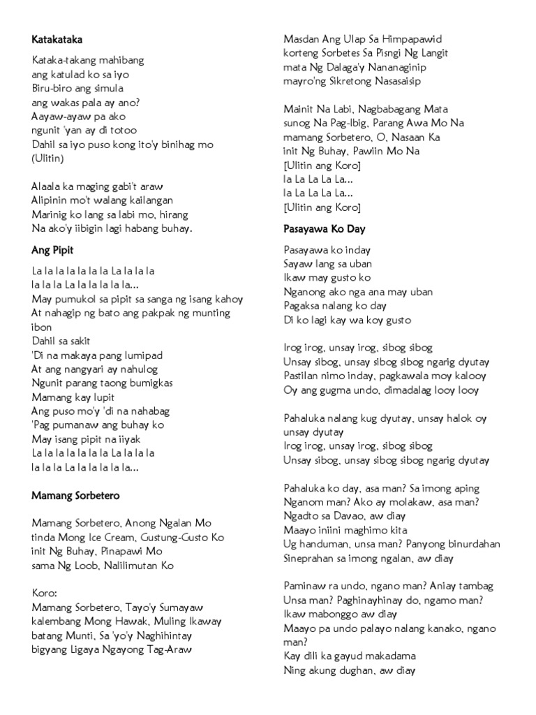Lyrics Awiting Bayan | PDF
