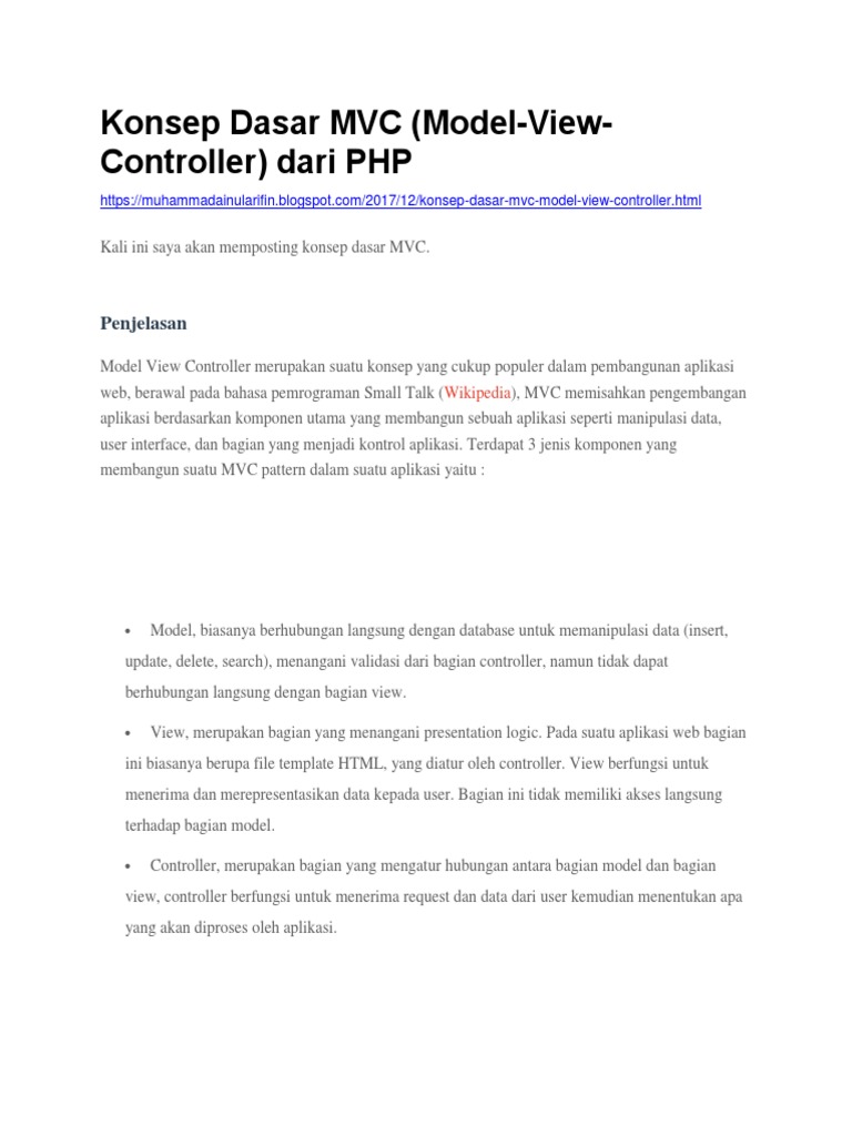 Konsep Dasar MVC | PDF