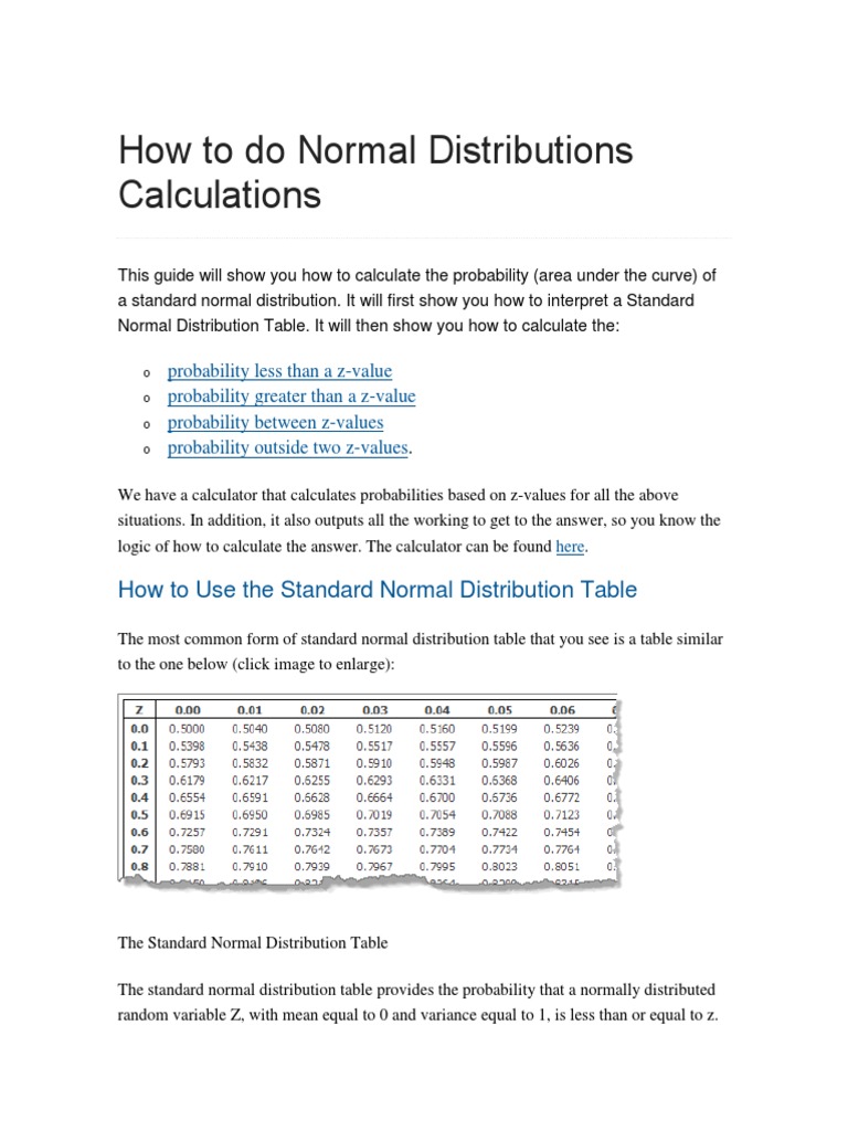 How To Do Normal Distributions Calculations | PDF | Normal Distribution ...