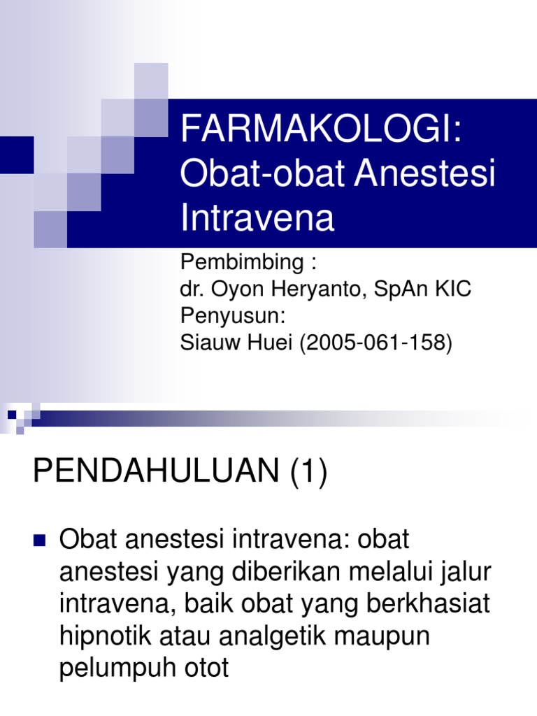 Obat Anestesi Intravena | PDF