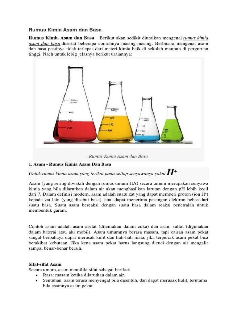 Rumus Kimia Asam dan Basa dalam Kimia | PDF