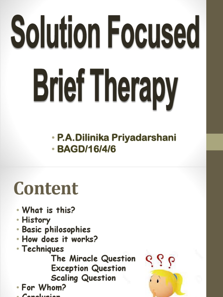 Solution Focused Brief Therapy | PDF | Behavioural Sciences | Psychology