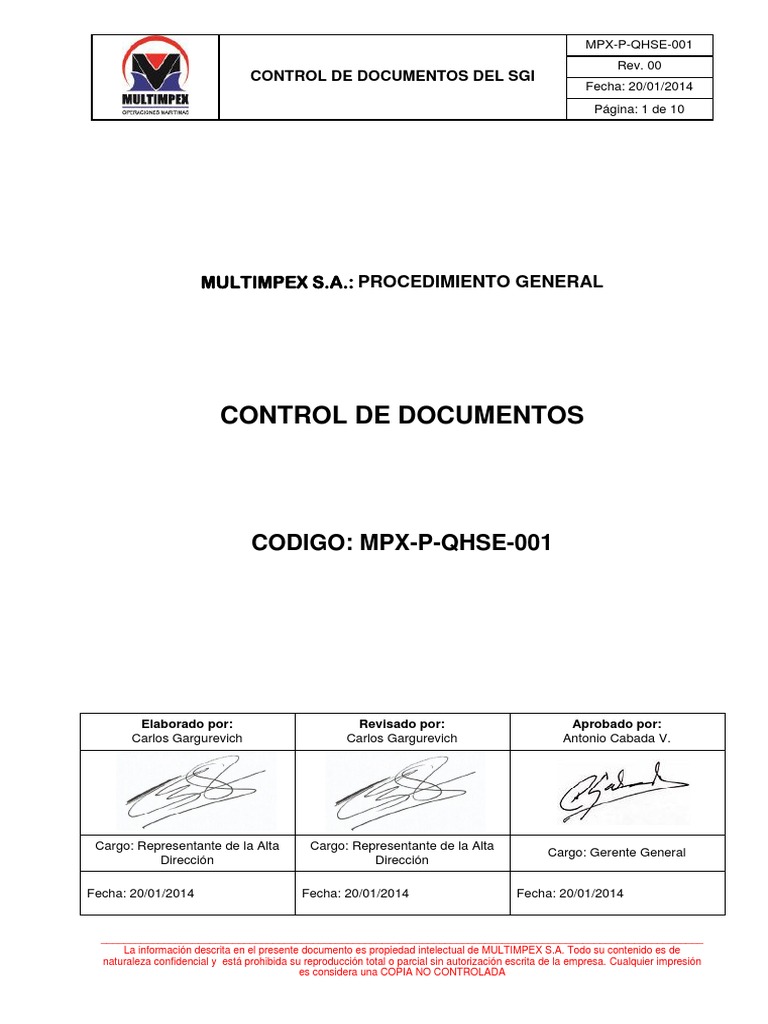Control de Documentos | PDF | Seguridad de información | Propiedad ...