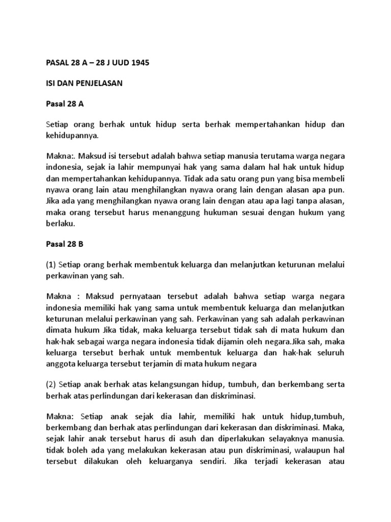 Hak Asasi Manusia dalam Pasal 28 UUD 1945 | PDF | Politik