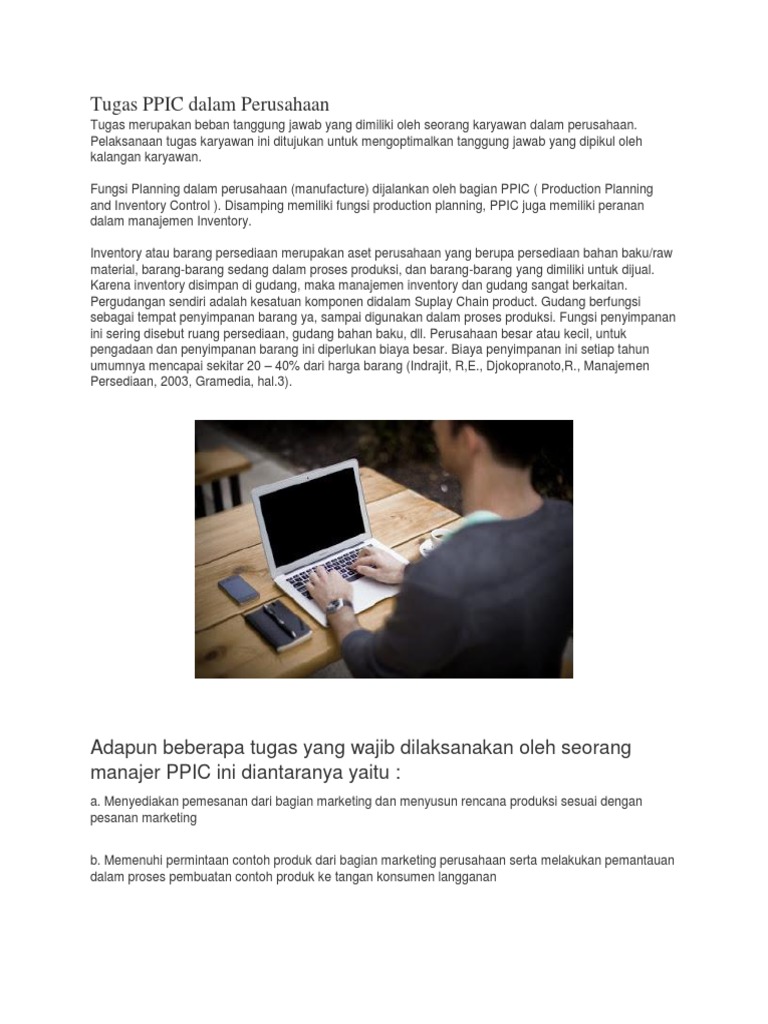 4.tugas PPIC Dalam Perusahaan | PDF | Karier & Perkembangan | Bisnis