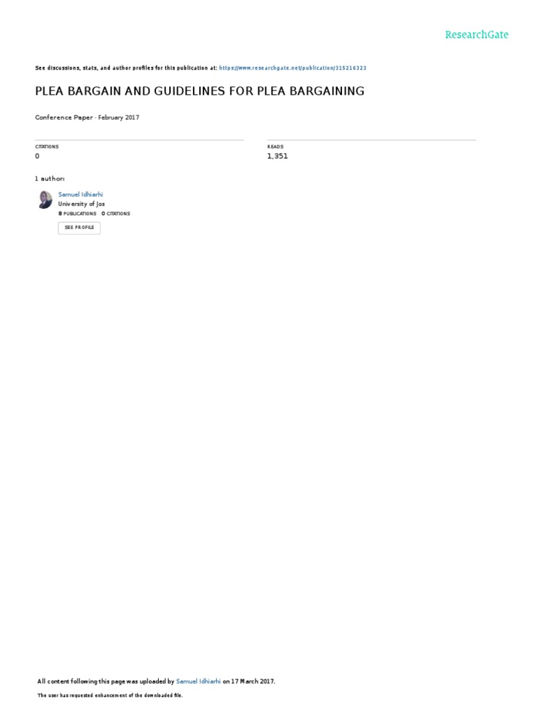 Plea Bargain and Guidelines For Plea Bargaining in Nigeria | PDF | Plea Bargain | Plea