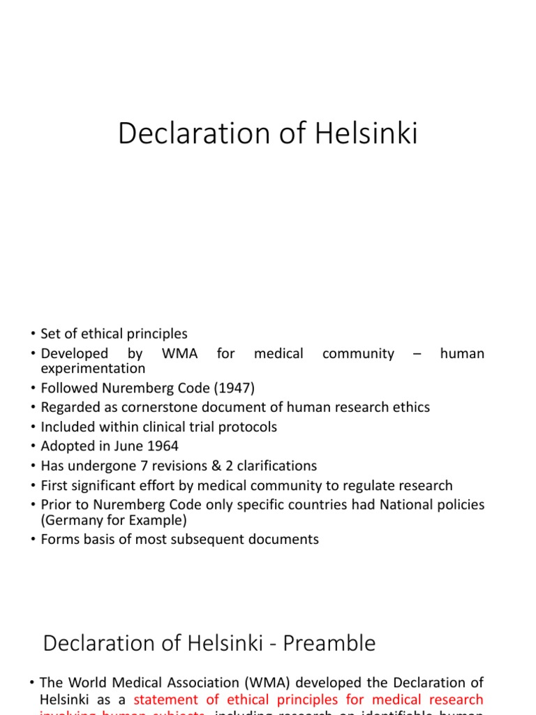 Declaration of Helsinki | PDF | Informed Consent | Clinical Trial