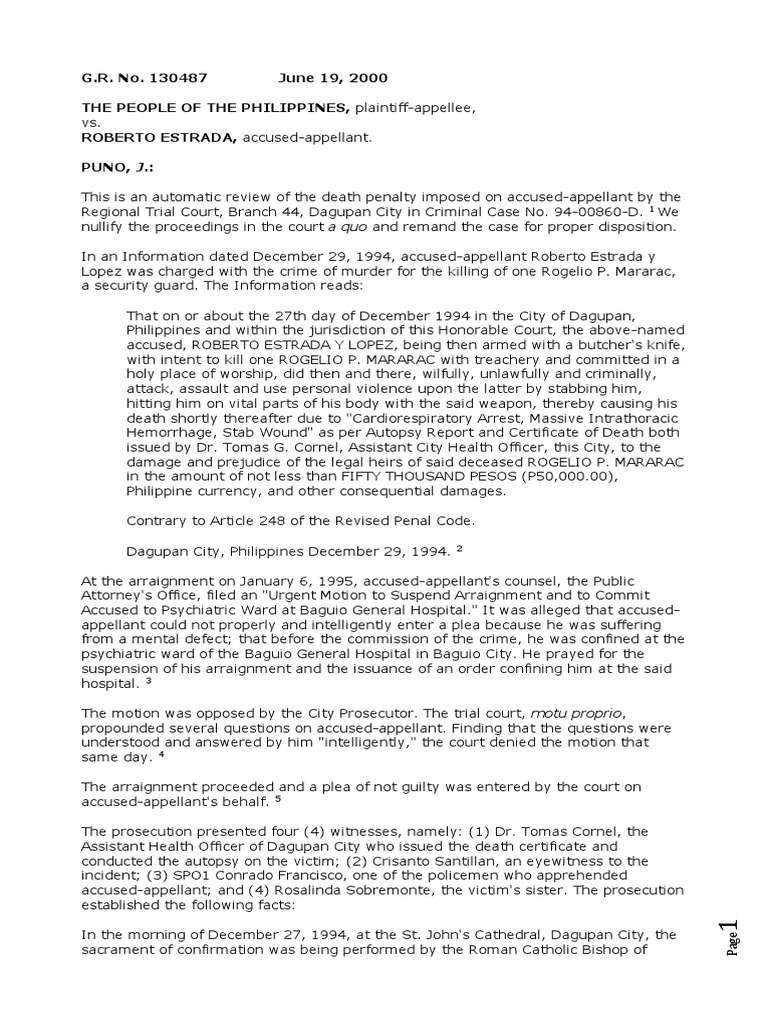 US vs. Guendia - Insanity | PDF | Insanity Defense | Competence (Law)