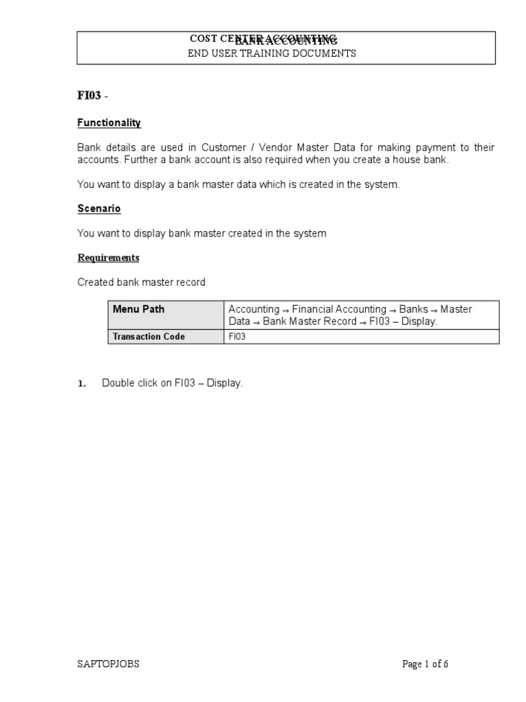 Displaying Bank Master Data in SAP | PDF | Accounting | Banks