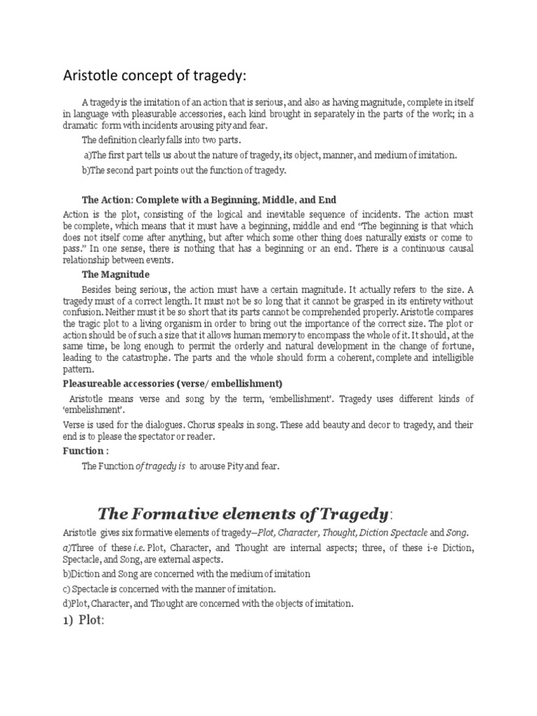 Aristotle Concept of Tragedy | PDF | Tragedy | Plot (Narrative)