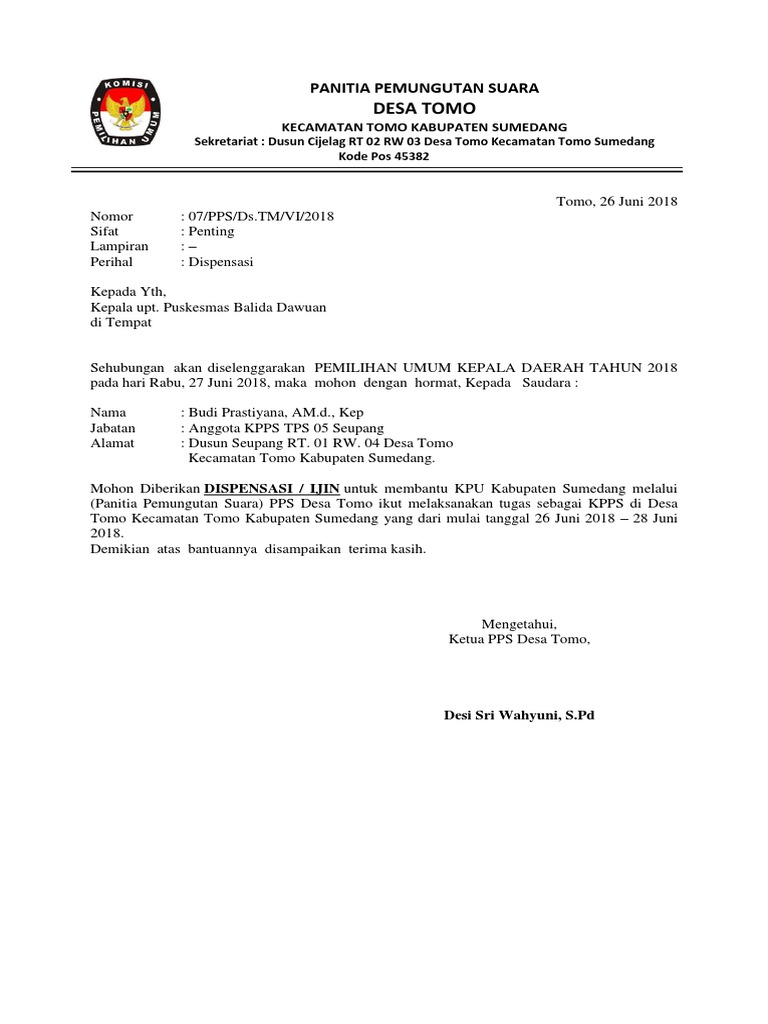 Surat Dispensasi | PDF