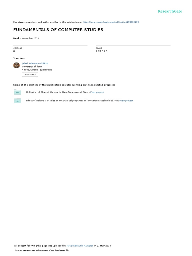 Fundamentals of Computer Studies Guide | PDF | Computer Hardware ...