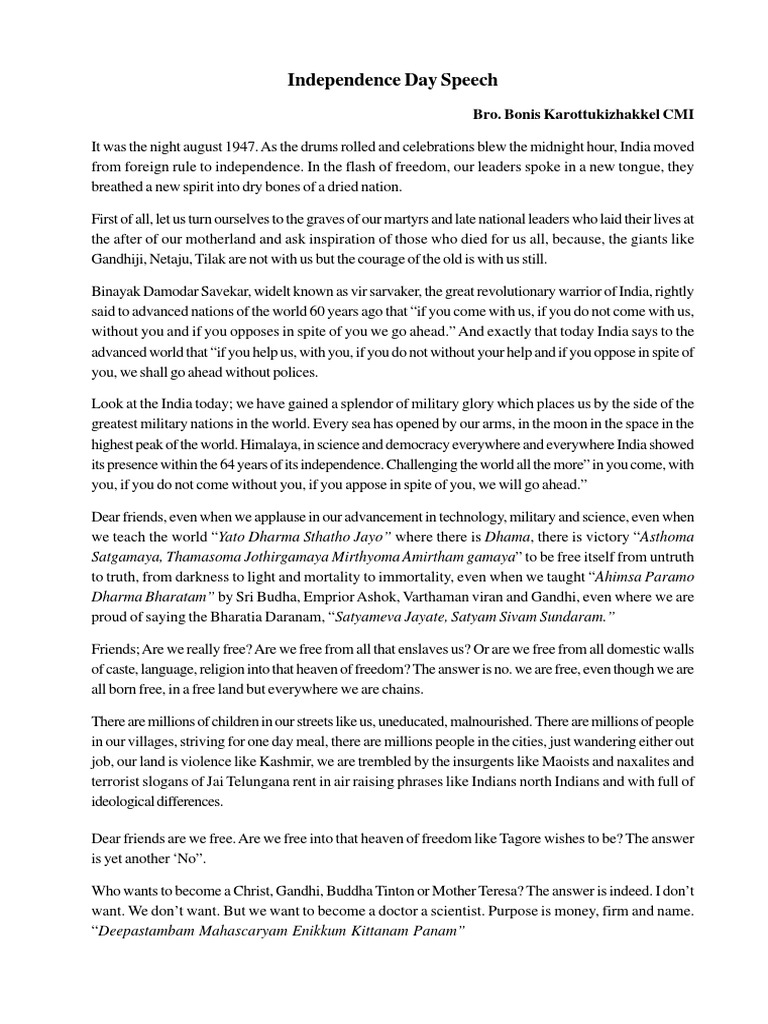 Speech On Independence Day | PDF