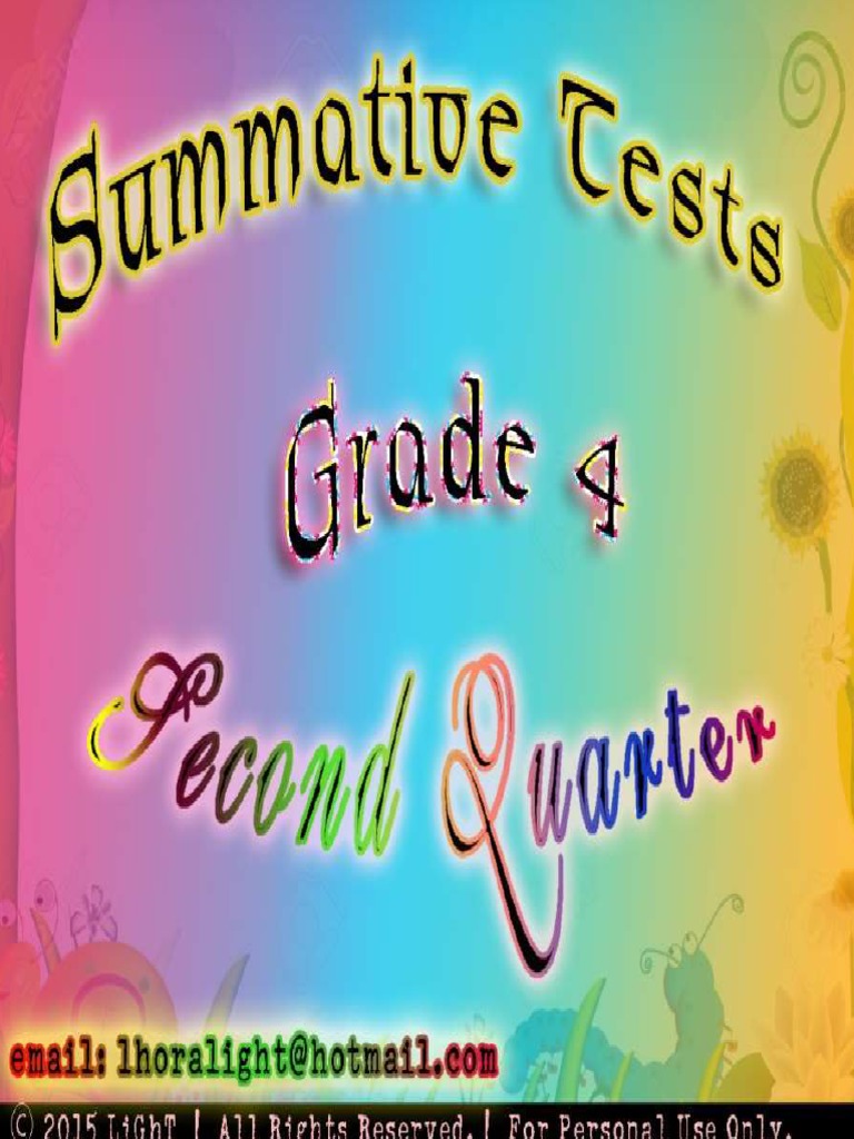 Summative Tests Second Grading | PDF