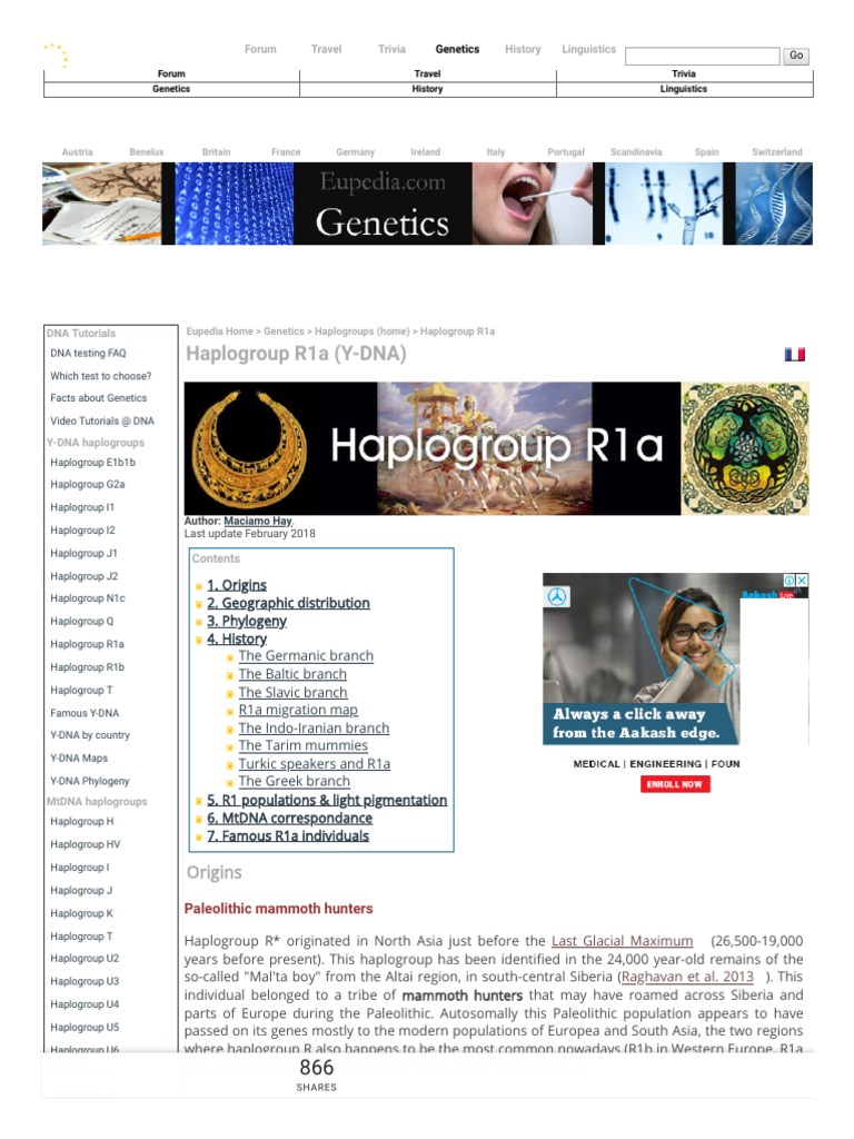 Haplogroup R1a (Y-DNA) - Eupedia PDF | PDF