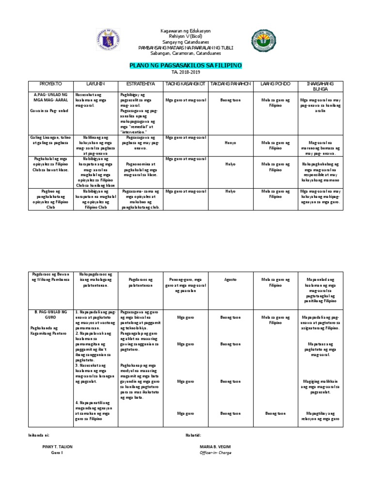 Plano NG Pagsasakilos | PDF