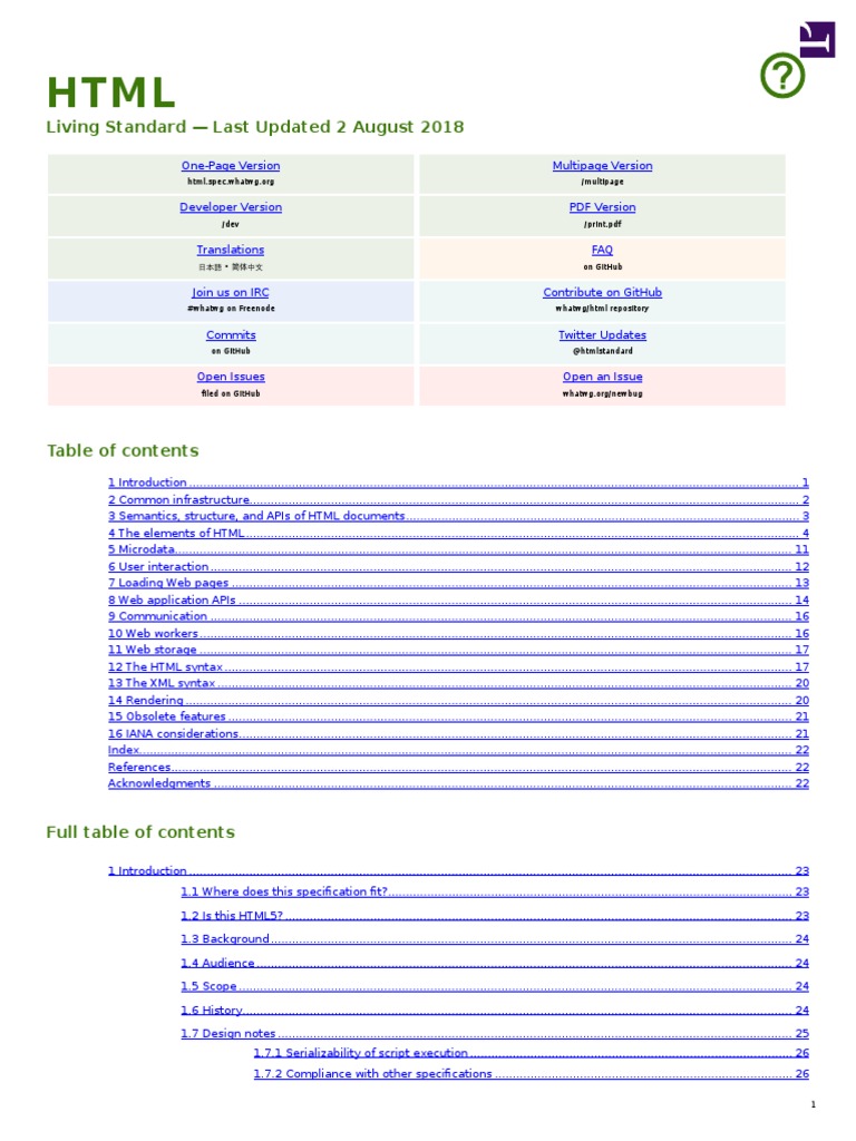 HTML Standard PDF | PDF | Html | Application Programming Interface