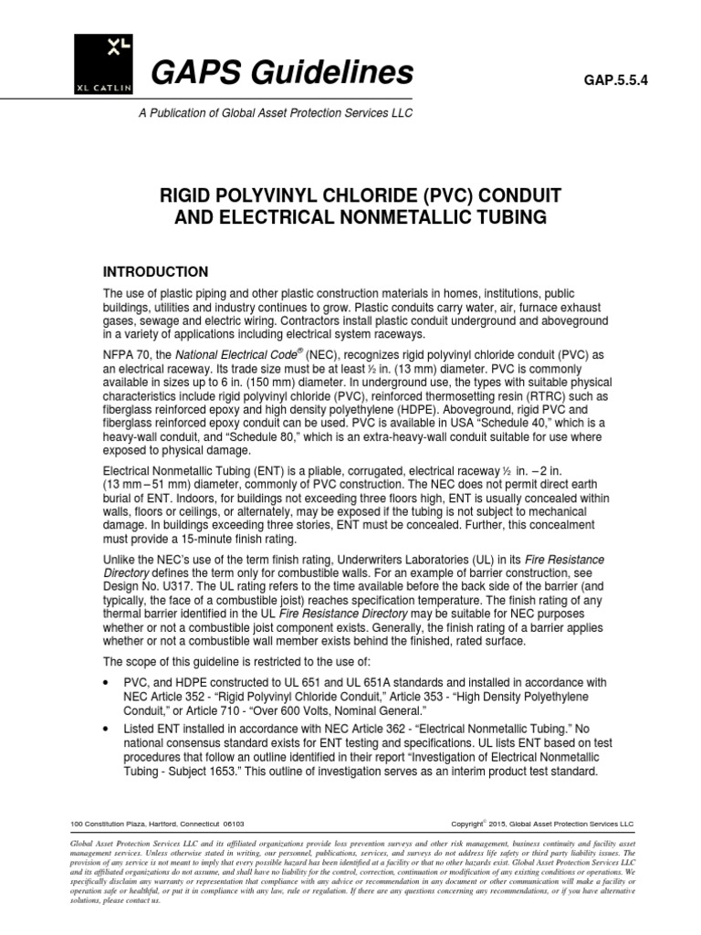 GAPS Guidelines: Rigid Polyvinyl Chloride (PVC) Conduit and Electrical ...