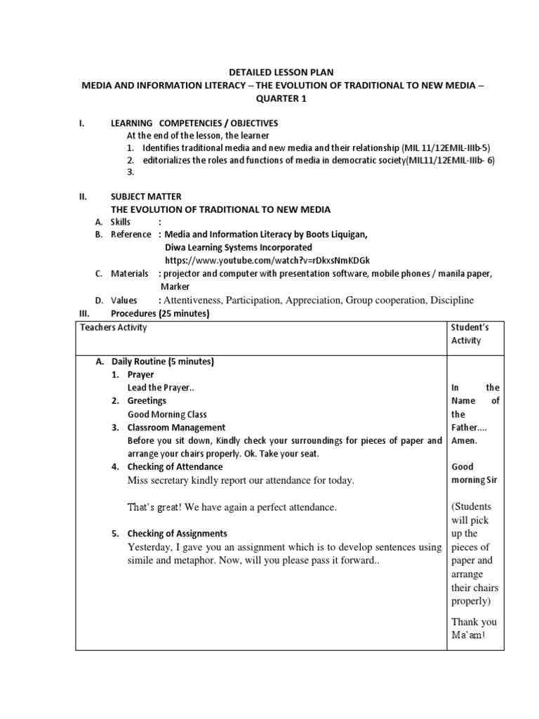 Media Literacy Lesson Plan Overview | PDF | New Media | Mass Media