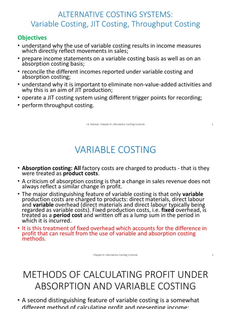 Chapter 8 Alternative Costing Systems | PDF | Cost Of Goods Sold ...