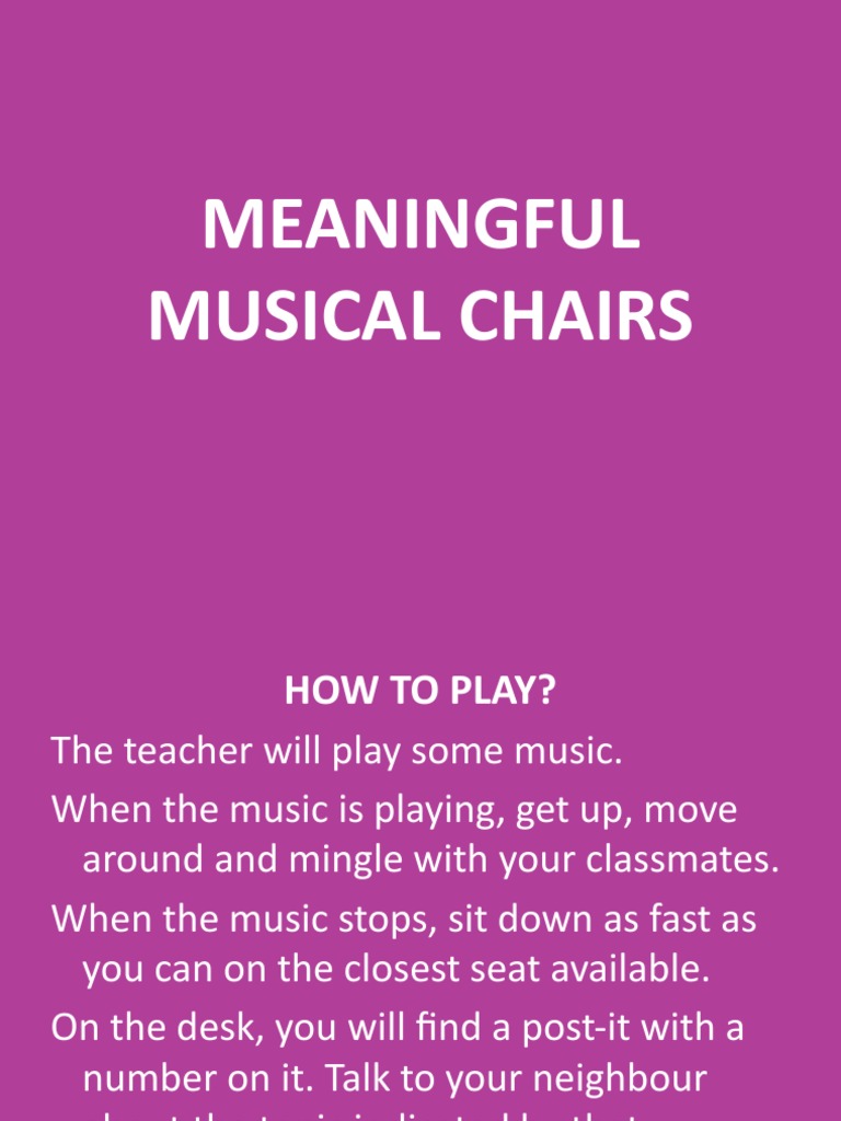 Musical Chairs: Game Instructions | PDF | Language Arts & Discipline