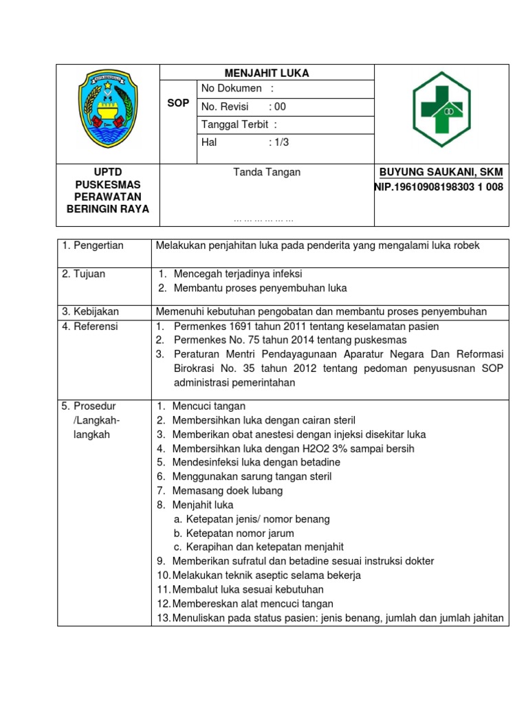 Sop Menjahit Luka | PDF