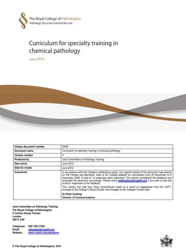 FRCPath Chemical Pathology Curriculum | PDF | Pathology | Medicine