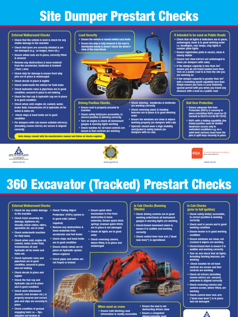Site Dumper 360 Excavator Pre-start Checks | Road | Vehicles