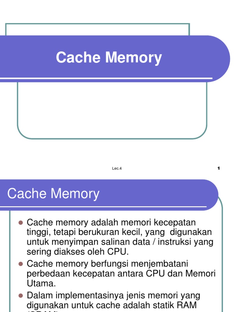 Pertemuan 4 Cache-Memory | PDF