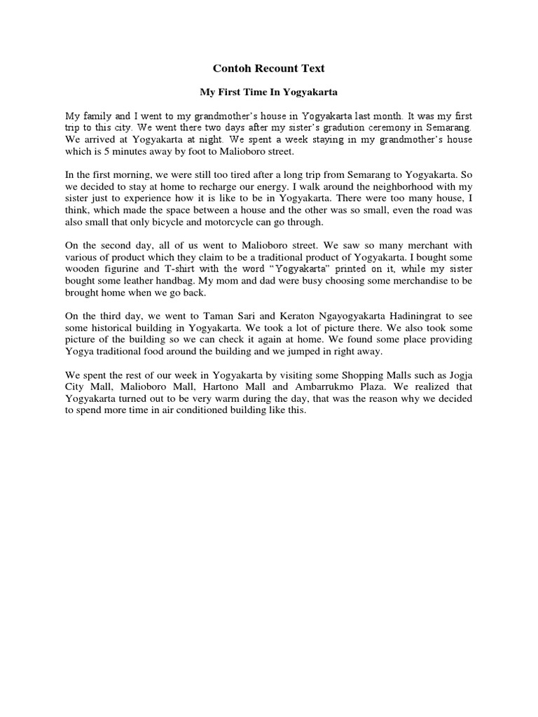 Contoh Recount Text | PDF