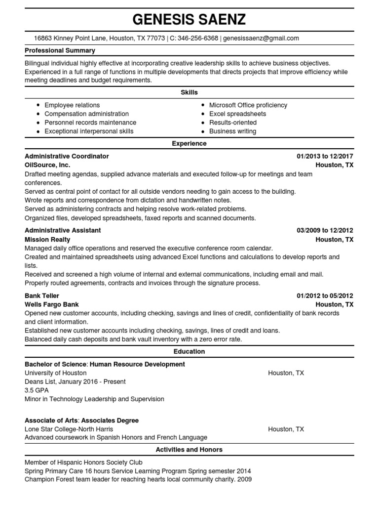 Genesis Saenz Resume | PDF | Banks | Leadership