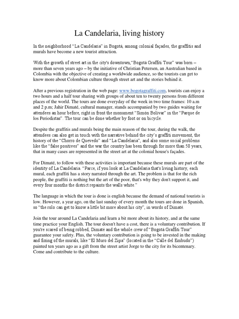 La Candelaria Inglès. | PDF | Street Art | Bogotá