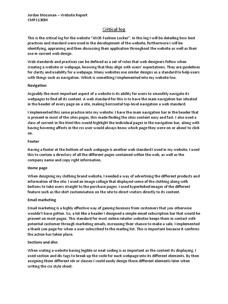 Critical Log | PDF | Websites | Web Page