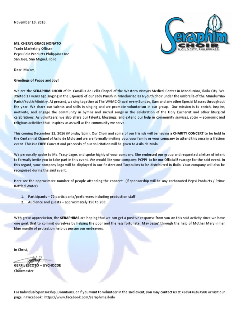 Seraphim Letter For Concert - Pepsi | PDF | Christian Behaviour And ...