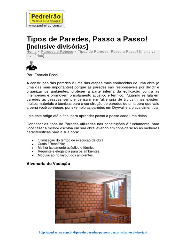 Tipos de Paredes | PDF | Drywall | Alvenaria