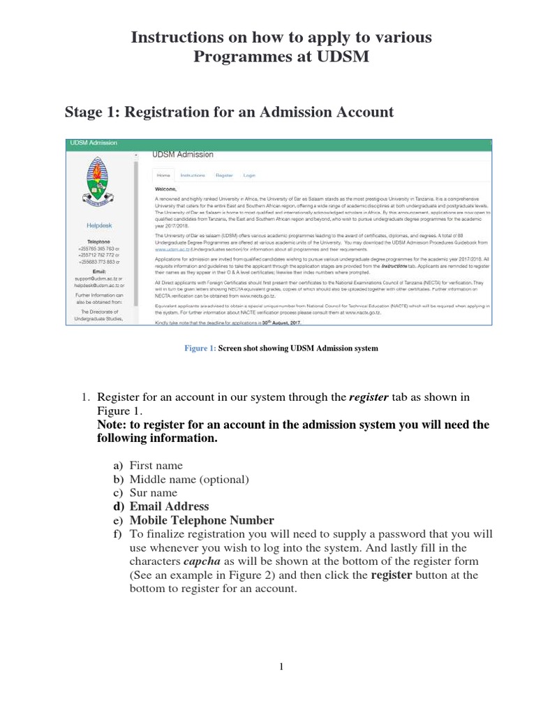 UDSM Online Application Guide - Updated New | PDF | User (Computing) | Password
