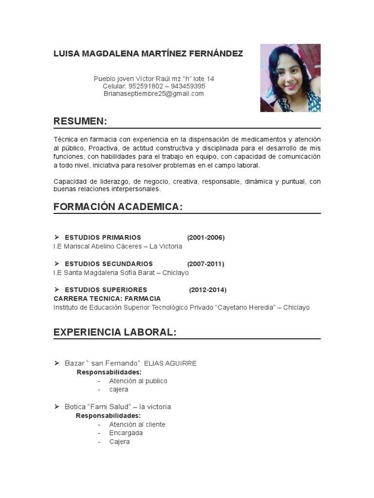 Curriculum Vitae Luisa Ojo | PDF