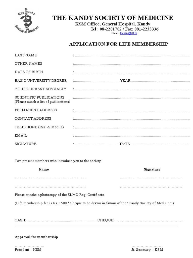 KSM Membership Application Form | PDF | Business