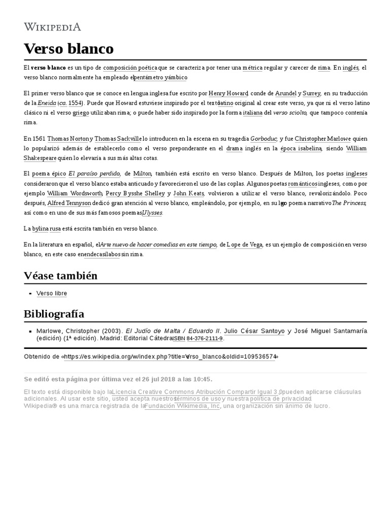 Verso Blanco | Descargar gratis PDF | Forma poética | Poesía